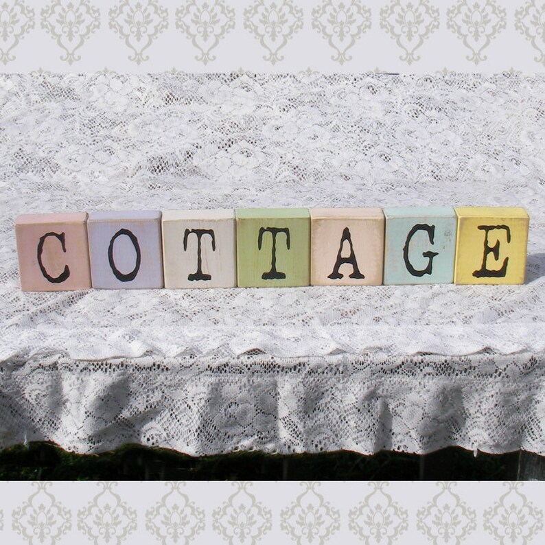 Painted Wood Block Letters Cottage Chic Home Decor Wooden - Etsy