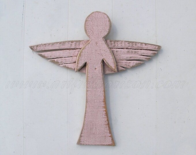 Wood Angel Cutout Pink Primitive Folk Art Angel Sign Cottage Chic Home ...