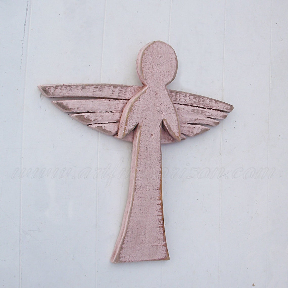 Wood Angel Cutout Pink Primitive Folk Art Angel Sign Cottage Chic Home ...