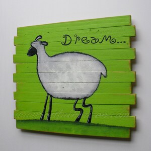 Original Funky Folk Art Sheep Painting Dream Sign Baby Nursery Home ...