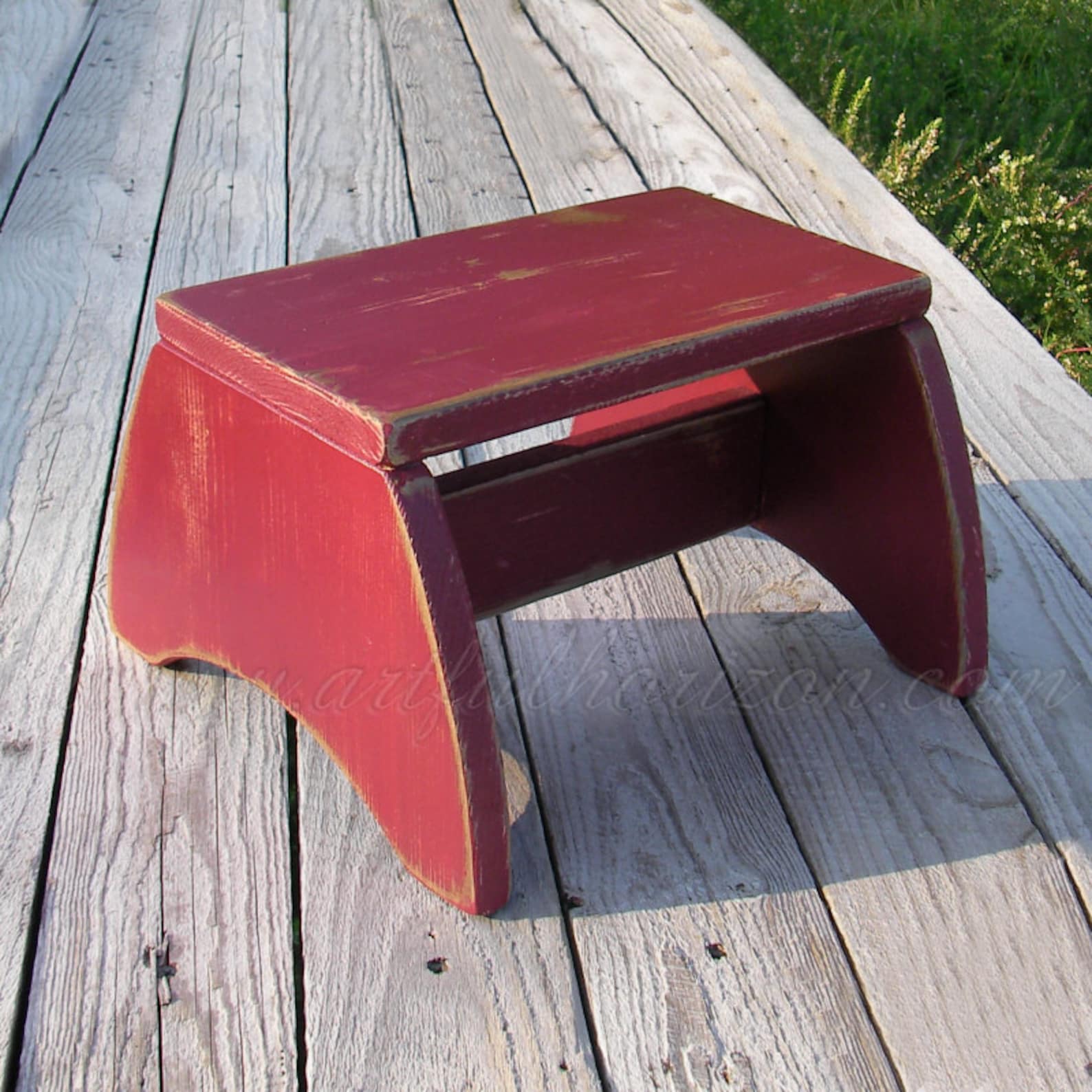 Footstool Primitive Folk Art Step Stool Farmhouse Decor Custom Finish ...