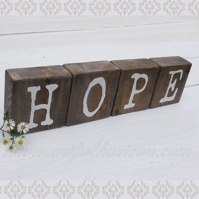 Rustic Modern Wood Block Letters Farmhouse Decor Wooden Hope Sign ...
