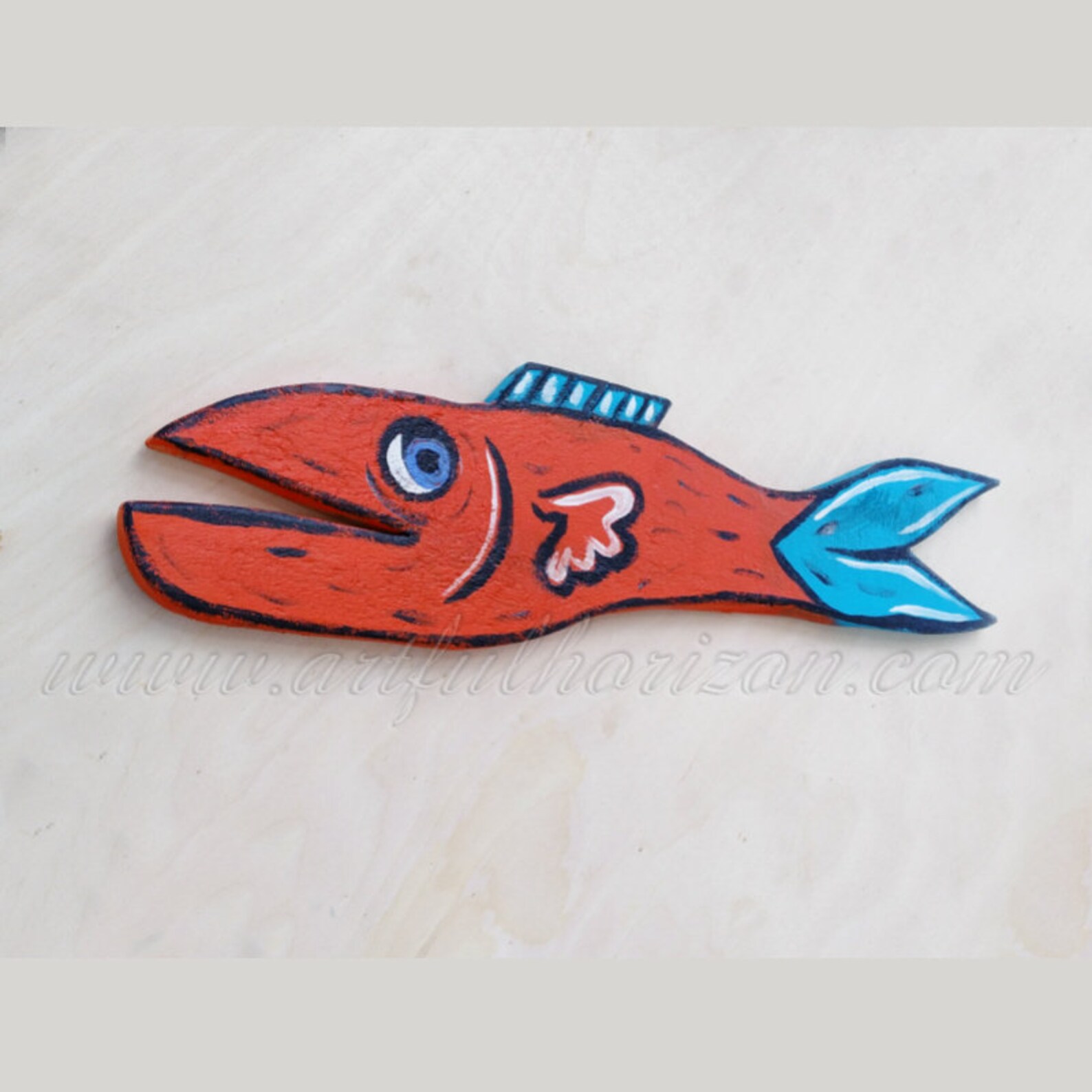 Funky Fish Primitive Folk Art Fish Painting Cutout Sign - Etsy