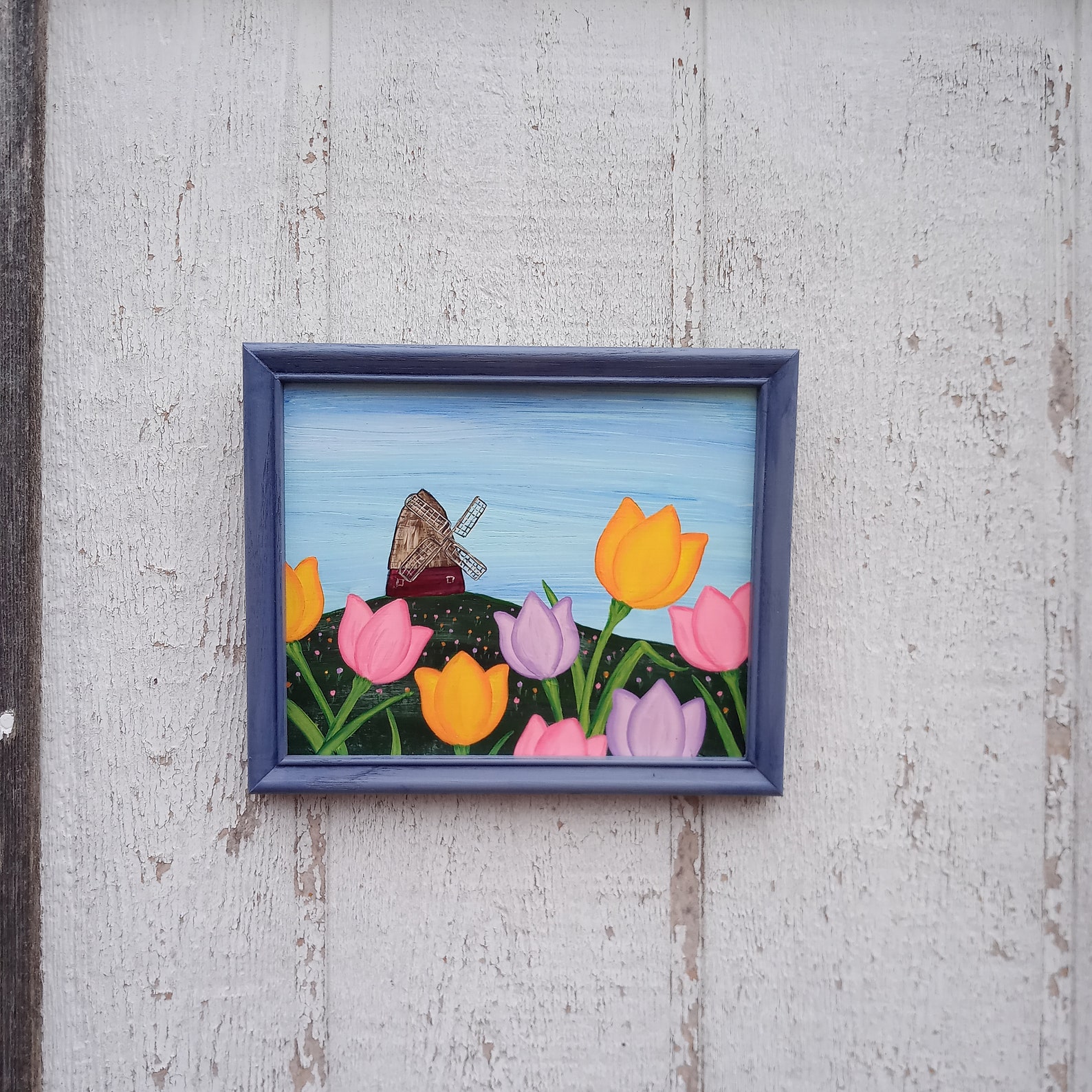 Tulip Flower Painting Windmill Landscap Country Farmhouse Decor ...