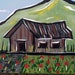 Primitive Farmhouse Landscape Barn Painting With Red Flowers - Etsy