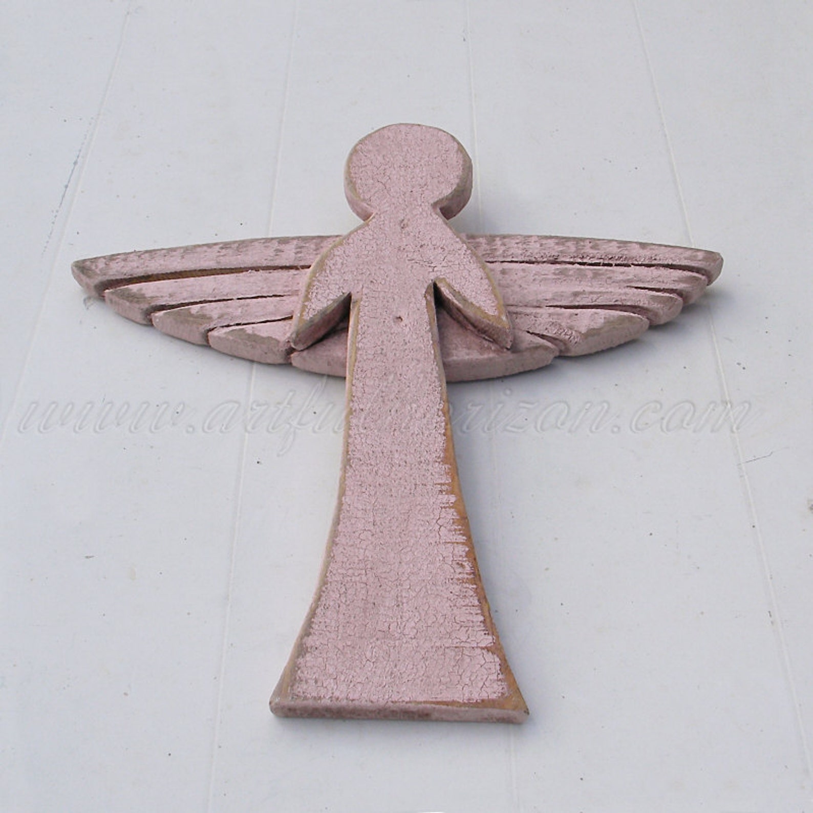 Wood Angel Cutout Pink Primitive Folk Art Angel Sign Cottage Chic Home ...