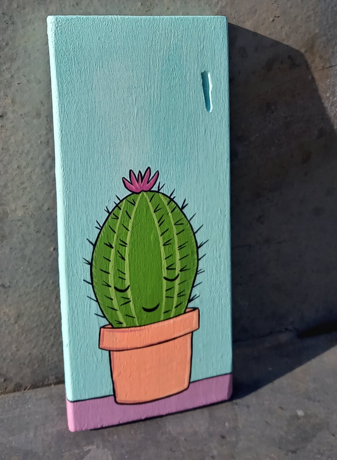 Funky Folk Art Cactus Painting on Reclaimed Wood Custom Text - Etsy