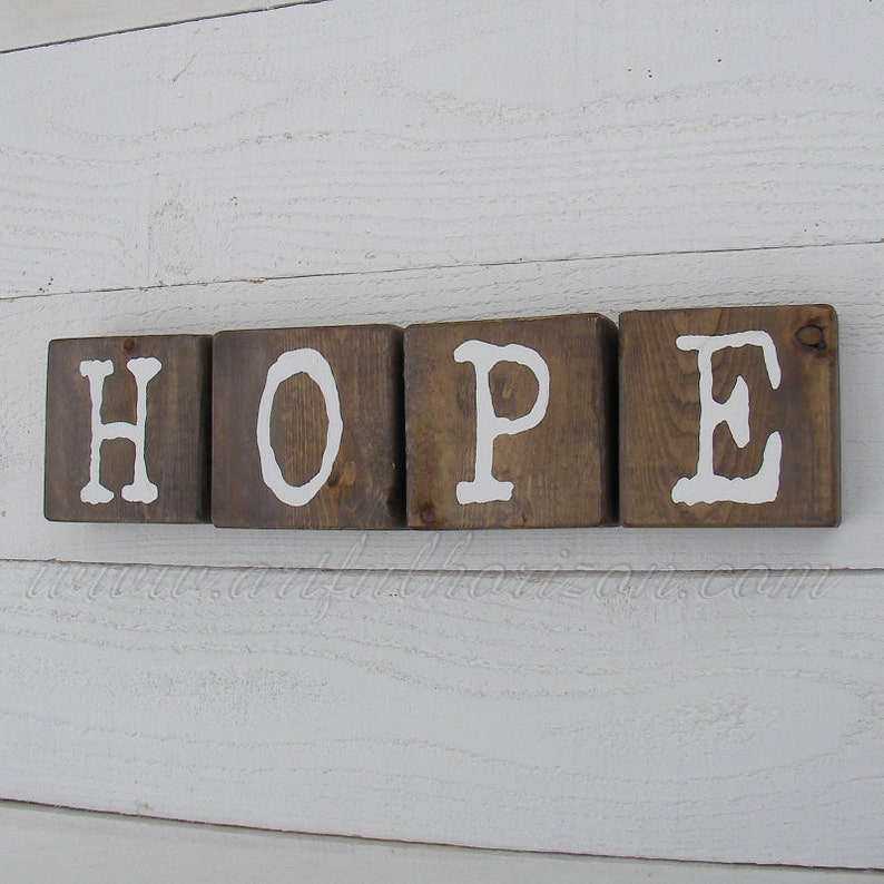 Rustic Modern Wood Block Letters Farmhouse Decor Wooden Hope - Etsy