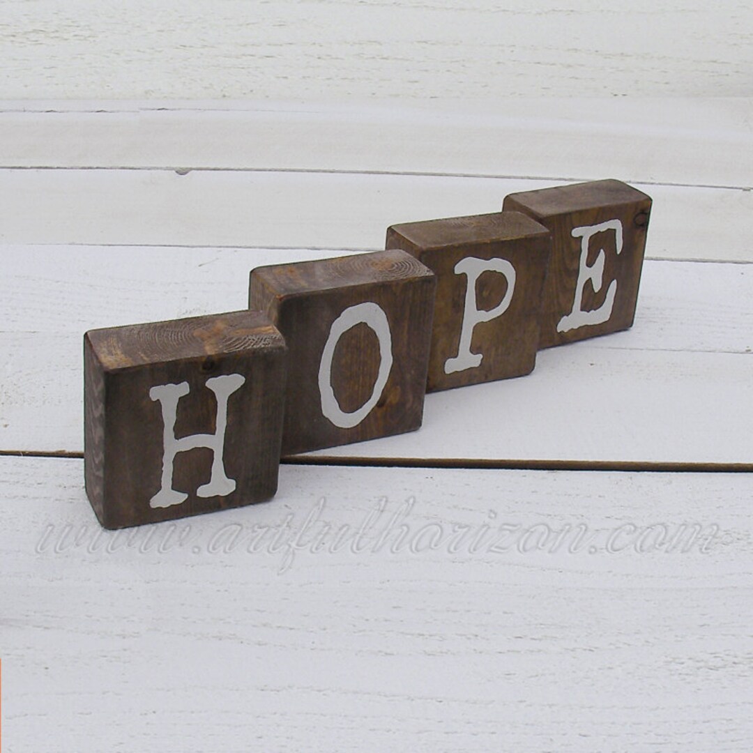 Rustic Modern Wood Block Letters Farmhouse Decor Wooden Hope Sign ...