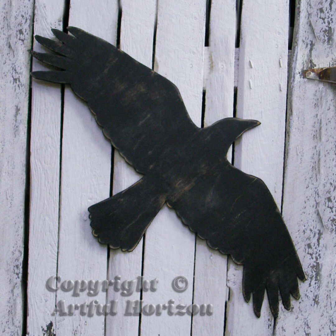 Crow Raven Wood Cutout Folk Art Native American Primitive Wood Home ...