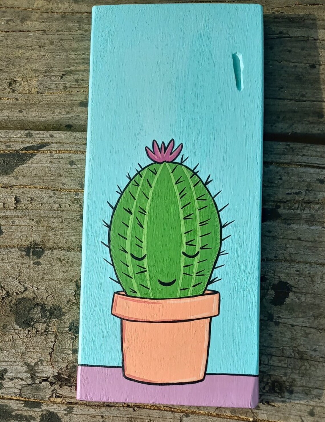 Funky Folk Art Cactus Painting on Reclaimed Wood Custom Text - Etsy