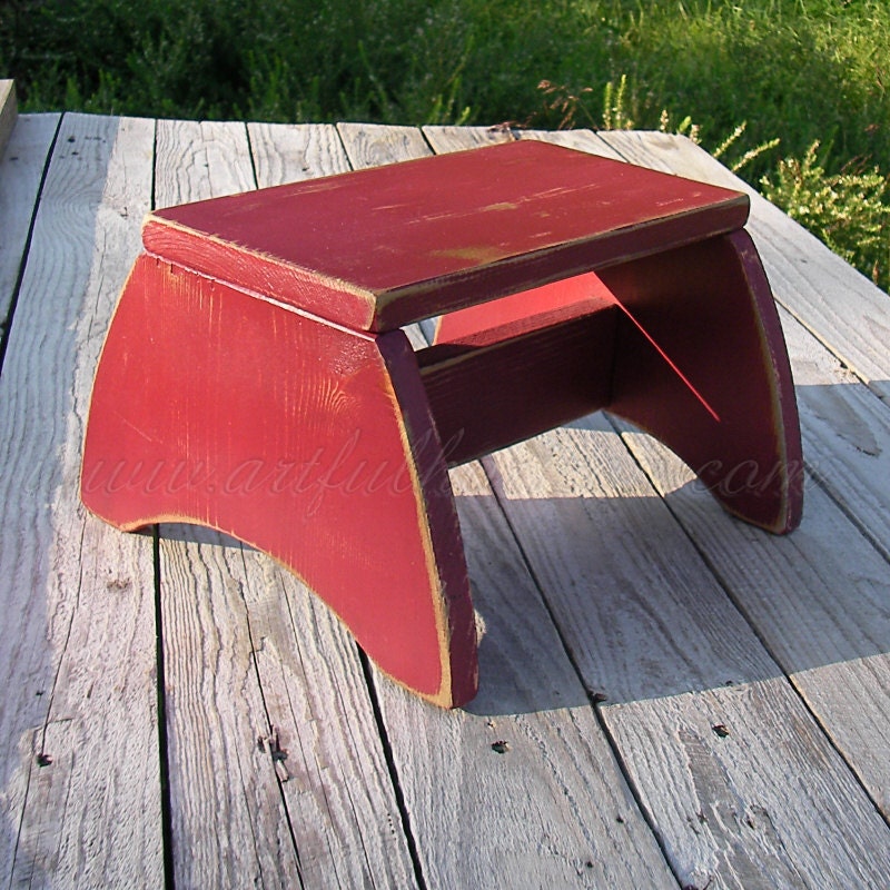 Footstool Primitive Folk Art Step Stool Farmhouse Decor Custom | Etsy