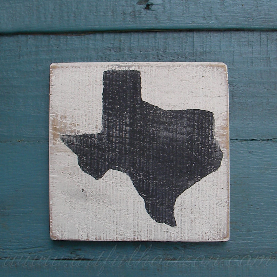 Texas Wood Sign State Shape Rustic Decor Primitive Folk Art Reclaimed ...