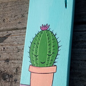 Funky Folk Art Cactus Painting on Reclaimed Wood Custom Text - Etsy