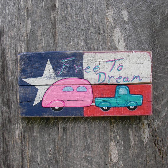 Bandera de Texas Gratis Para Soñar Letrero Camper y Camión - Etsy España