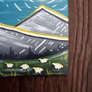 Farmhouse Landscape Primitive Folk Art Barns and Sheep Painting With ...