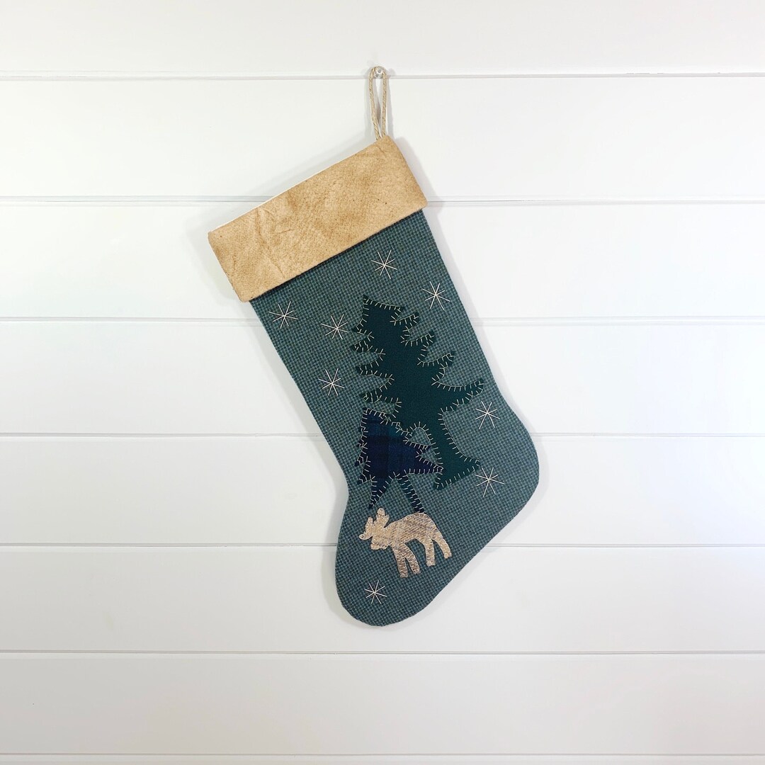 Moose Personalized Christmas Stocking, Rustic Christmas Stocking ...