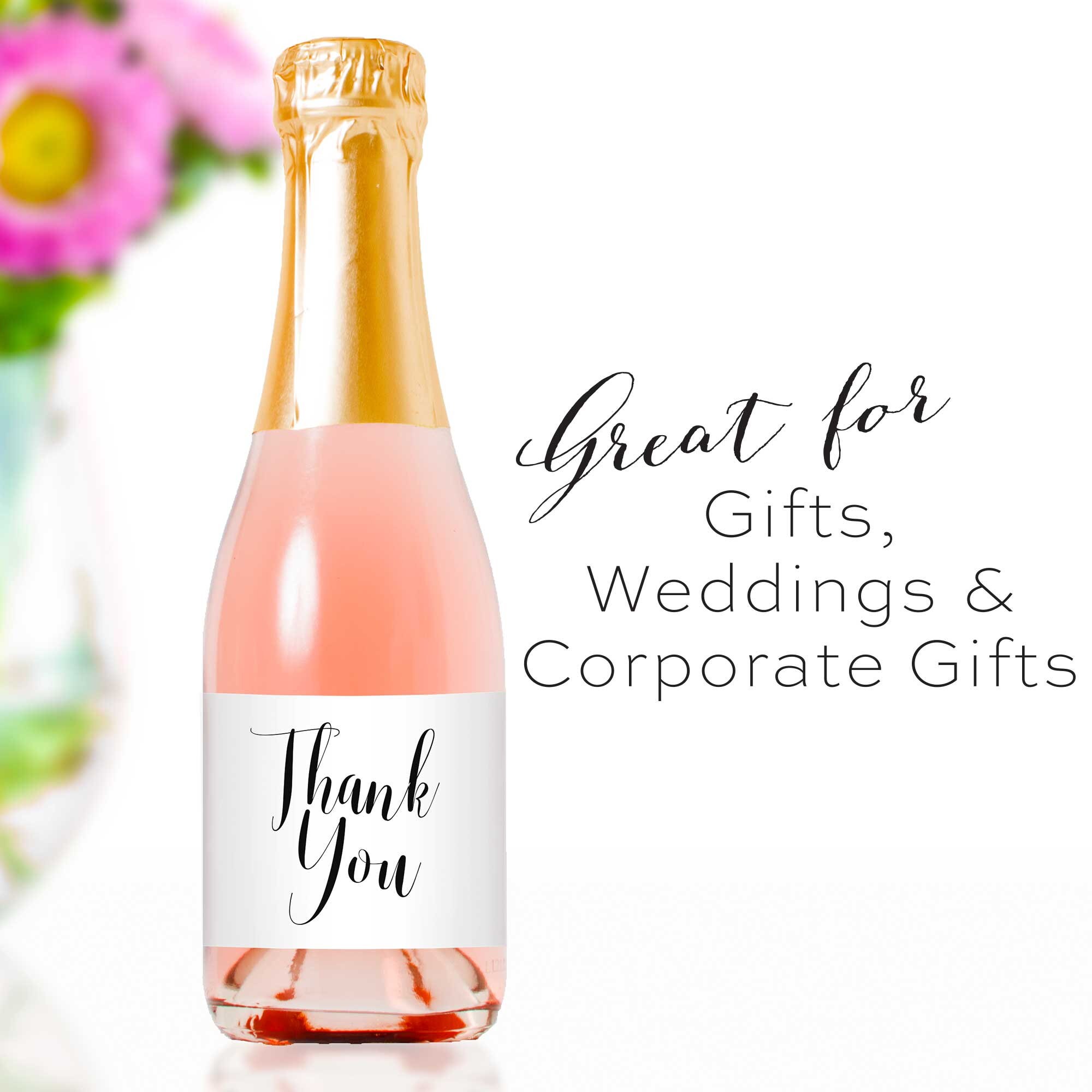 Mini Champagne Bottle Labels Thank You Printed Labels for - Etsy