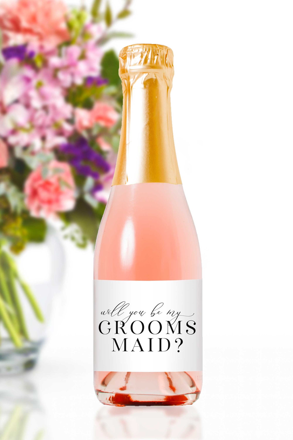 Groomsmaid Proposal Labels for Mini Champagne Bottles Will | Etsy