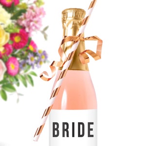Team Bride Labels for Mini Champagne Bottles Printed Labels for Bridal ...