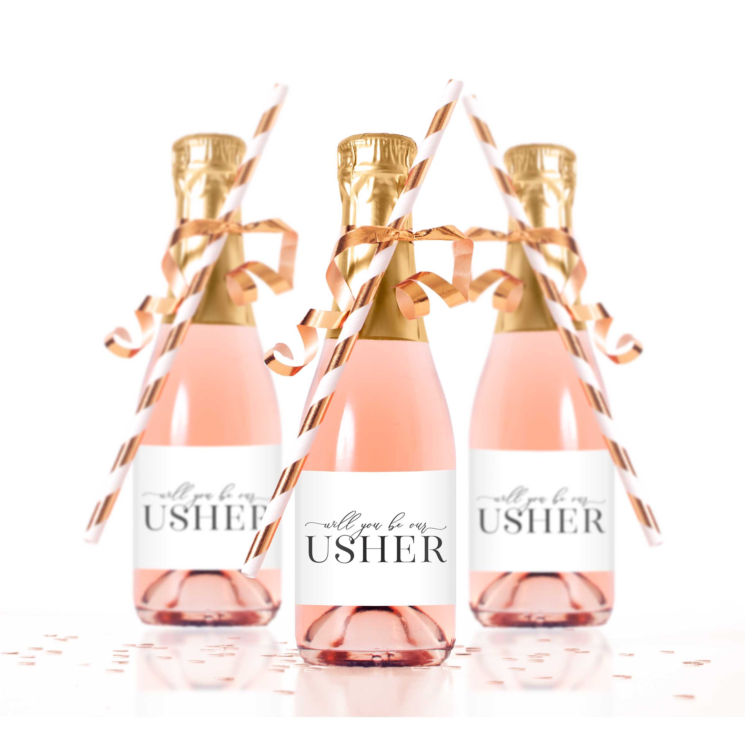 Usher Proposal Labels for Mini Champagne Bottles Will You Be | Etsy