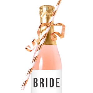 Team Bride Labels for Mini Champagne Bottles Printed Labels for Bridal ...