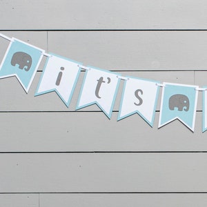 It's A Boy Elephant Baby Shower Banner Boy - Customize Your Colors ...