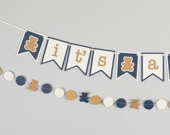 Teddy Bear Baby Shower Banner, It's A Boy Banner, Customize Your Colors ...