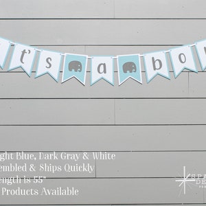 It's A Boy Elephant Baby Shower Banner Boy - Customize Your Colors ...