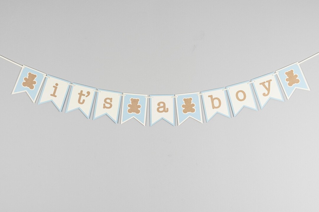 Teddy Bear Baby Shower Banner, It's A Boy Banner, Customize Your Colors ...