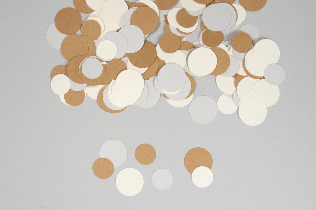 Gender Neutral Baby Shower Confetti in Light Gray and Kraft - Circle ...
