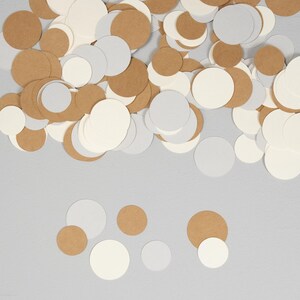 Gender Neutral Baby Shower Confetti in Light Gray and Kraft - Circle ...