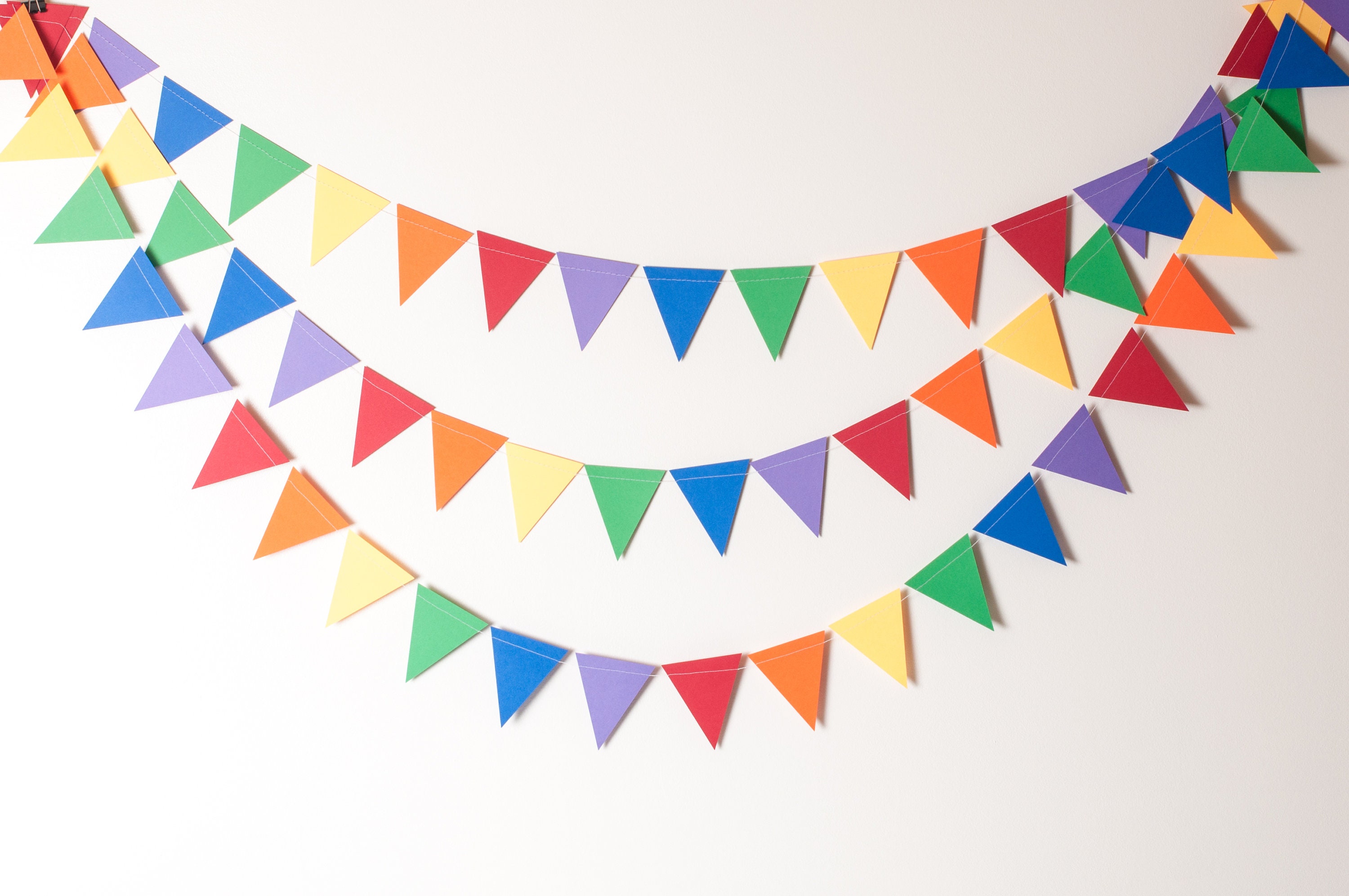Rainbow Pennant Garland - 14ft - Customize Colors! - Etsy