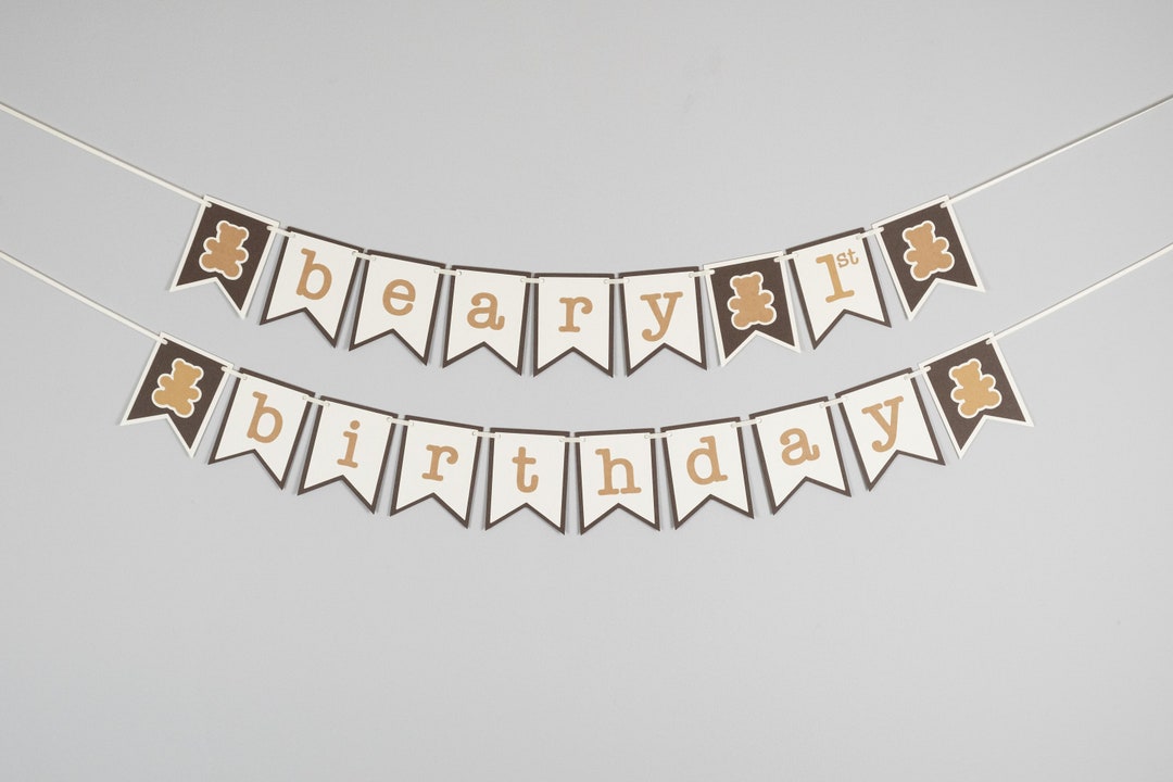 Beary 1st Birthday Banner - Teddy Bear Birthday - 1st Birthday Banner ...