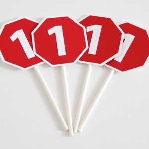 Set of 12 Cupcake Toppers, Stop Sign Cupcake Toppers, Transportation ...