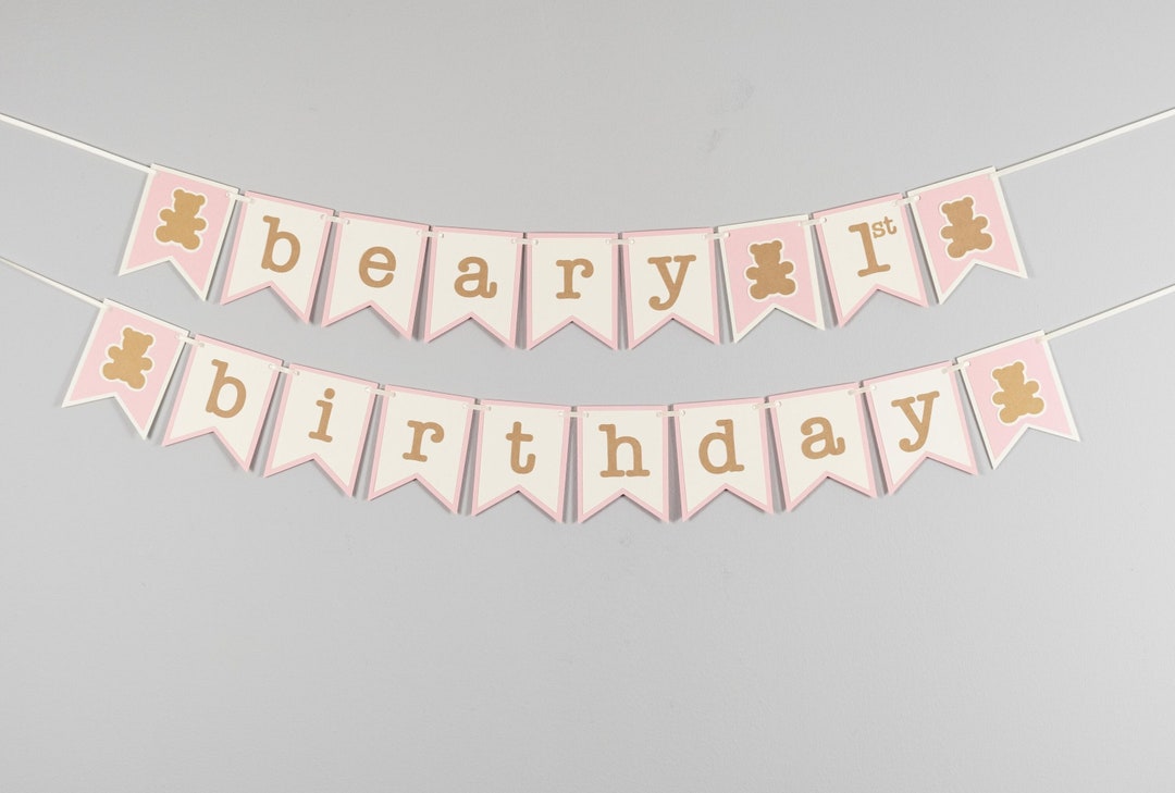 Beary First Birthday Banner - Teddy Bear Birthday - 1st Birthday Banner ...
