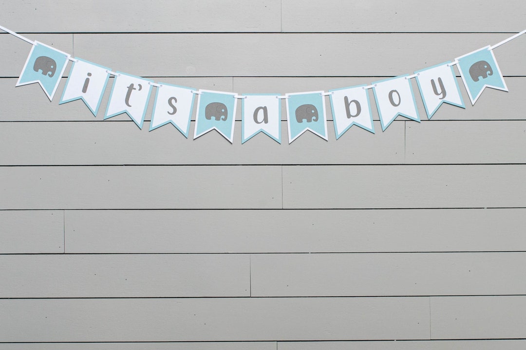 It's A Boy Elephant Baby Shower Banner Boy - Customize Your Colors ...