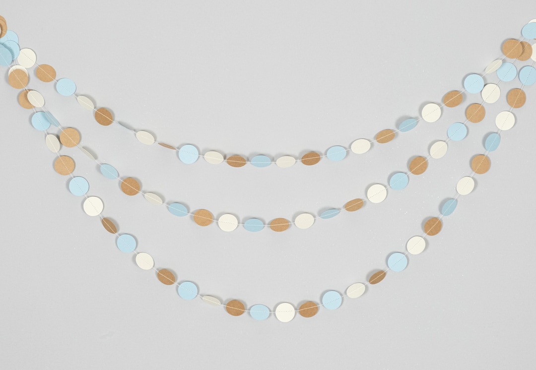 Paper Circle Garland - 14' - Light Blue, Kraft and off White ...