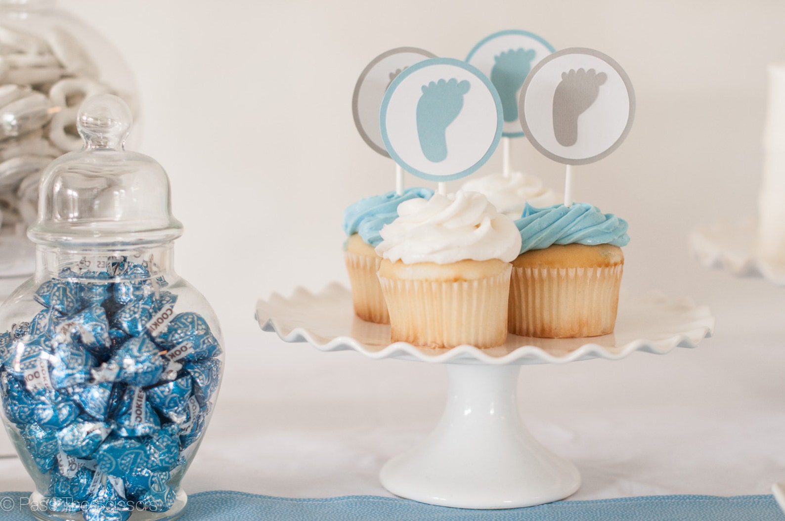 Footprint Cupcake Toppers Perfect for a Little Boy Baby Shower | Etsy
