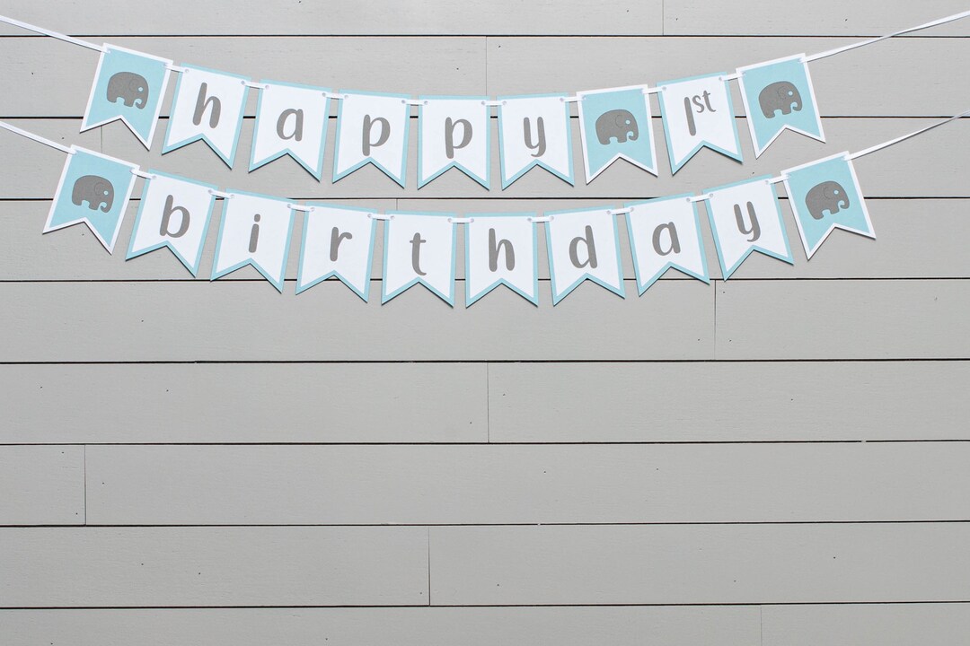 Happy Birthday Elephant Banner - Customize Your Colors! - Etsy