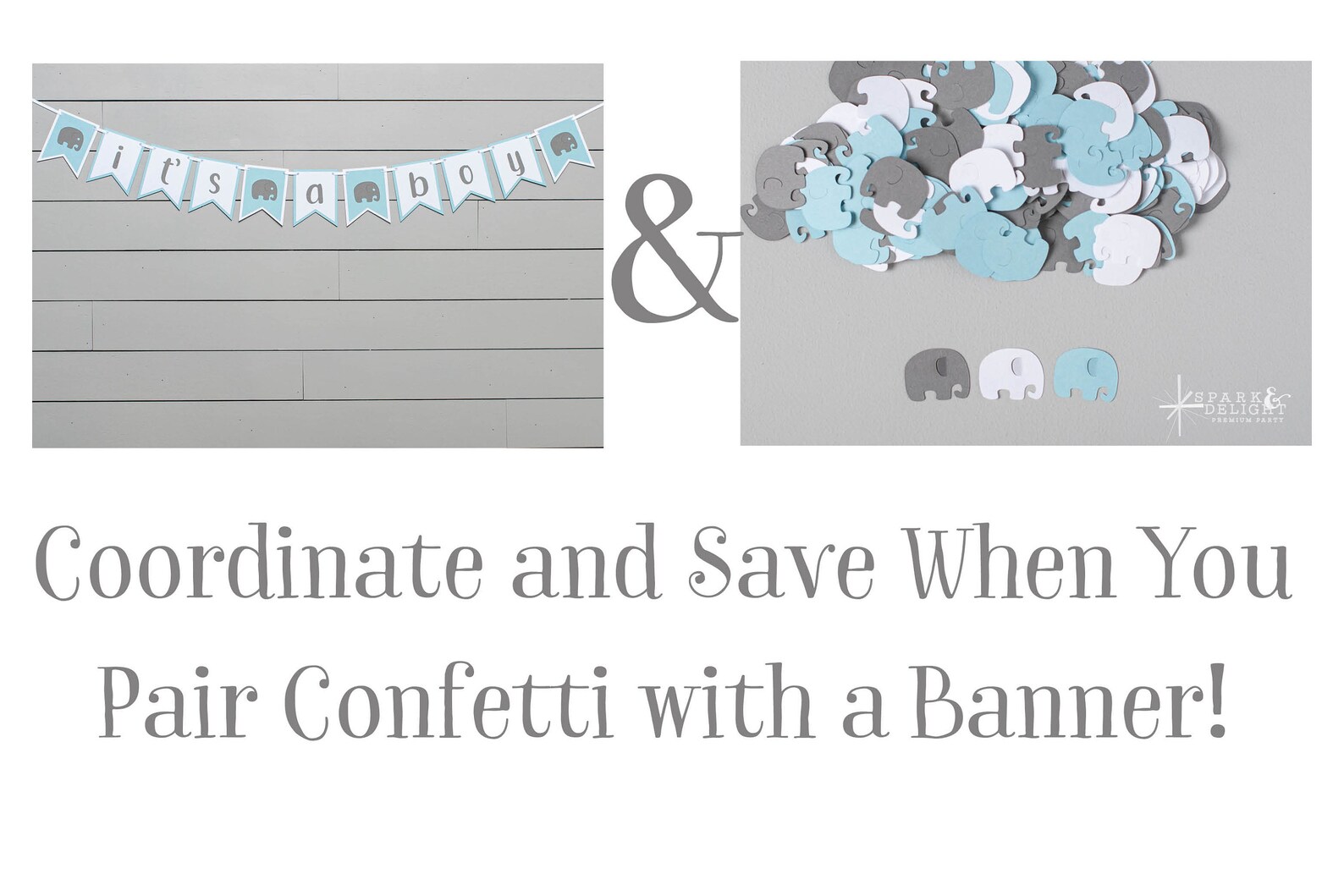 It's A Boy Elephant Baby Shower Banner Boy - Customize Your Colors ...