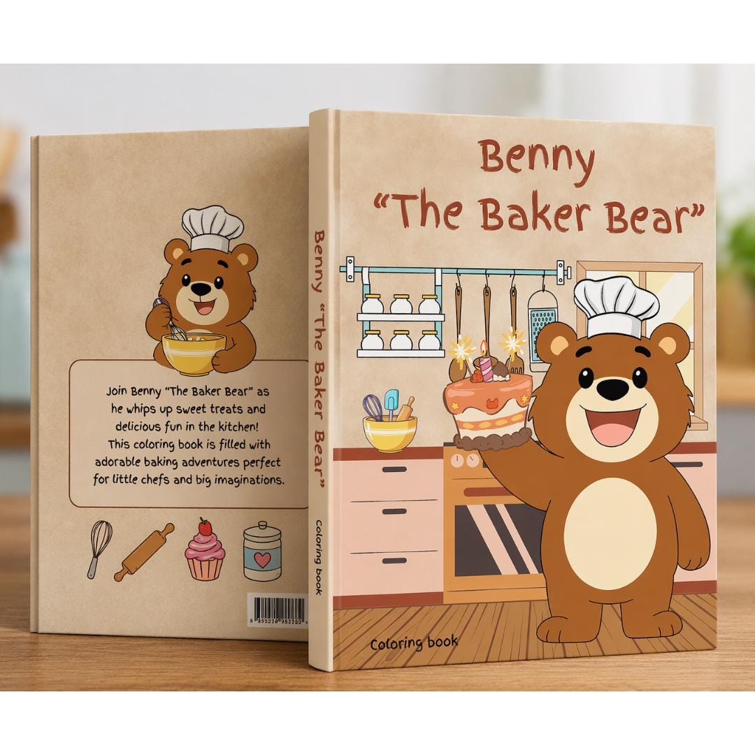 Benny the Baker Bear Coloring Book (digital Download) - Etsy