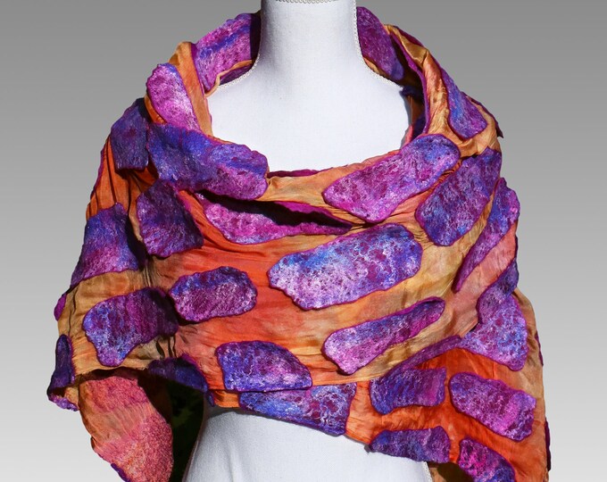 Nuno Felted Shawl Silk and Soft Wool a Perfect Gift or Treat - Etsy