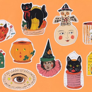 Vintage Halloween Pack of 10 Stickers - Etsy