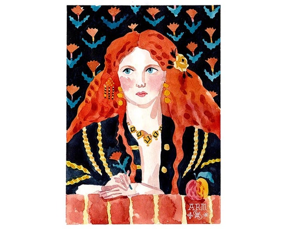 Pre Raphaelite Rossetti Watercolour Print A5 - Etsy