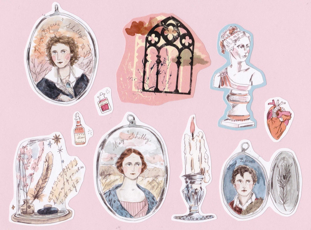 Mary Shelley Sticker Set With Lord Byron, Percy Shelley - Frankenstein ...