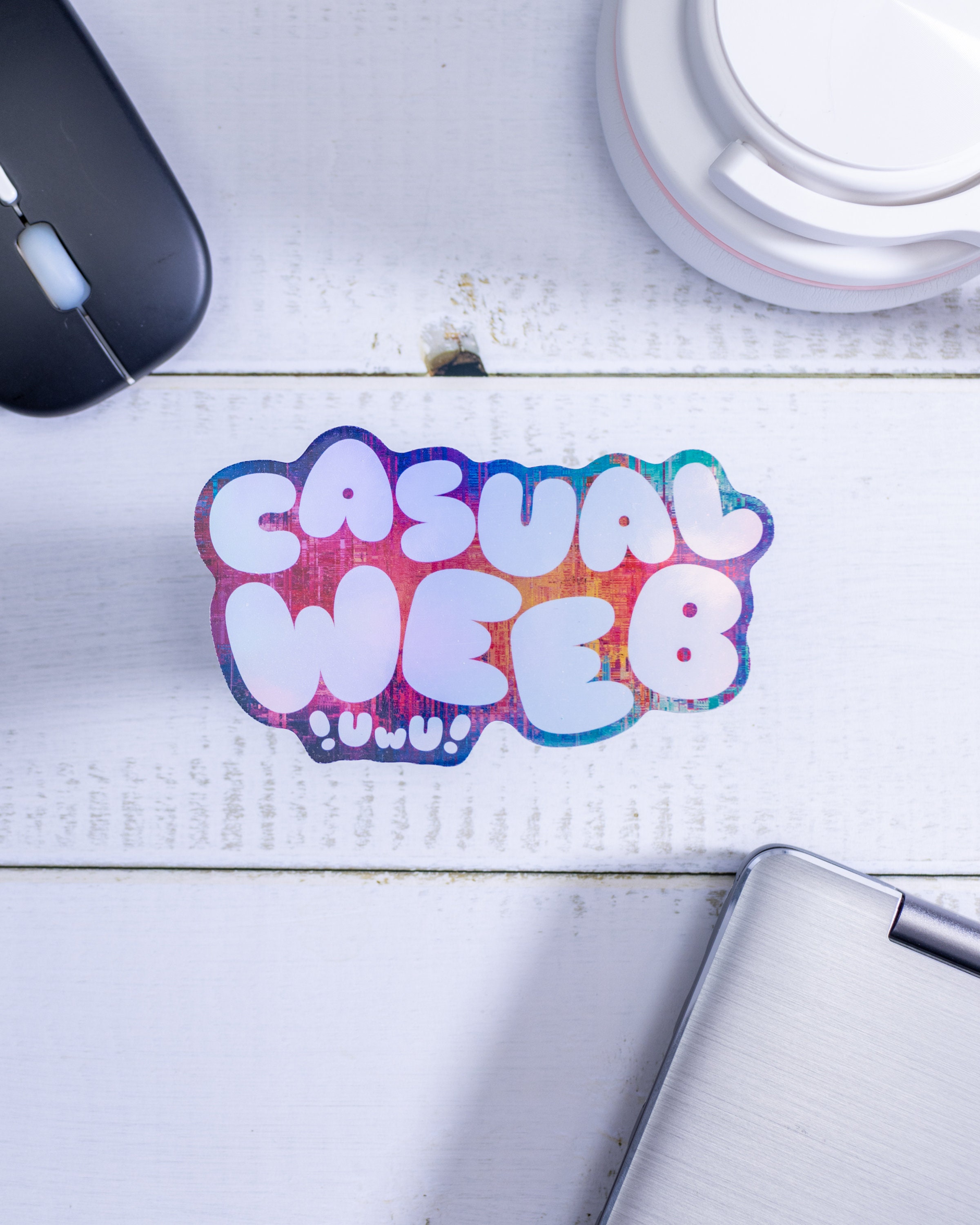 Casual Weeb Printed Color and Holographic Sticker. Laptop | Etsy