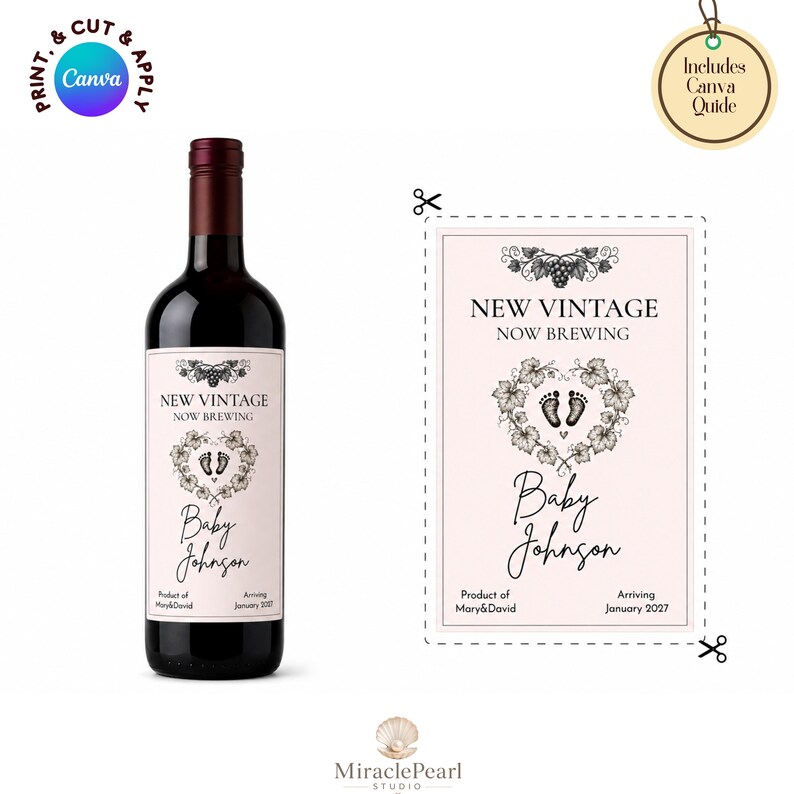 Editable Pregnancy Announcement Wine Label, Custom Baby Reveal Gift ...