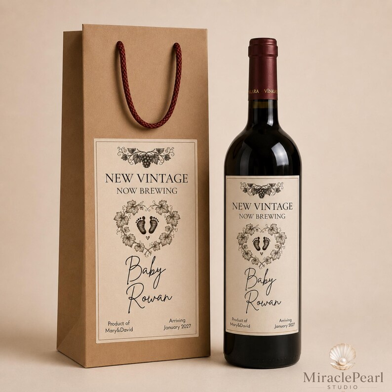 Editable Pregnancy Announcement Wine Label, Custom Baby Reveal Gift ...