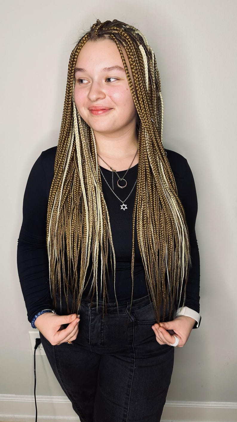 DE Braids Set | Honey Blonde & Platinum Mix | Long Box Braids ...